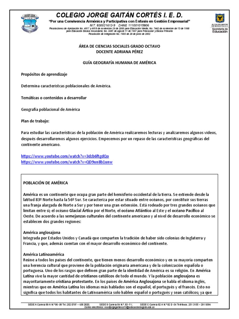 Geografia Humana de América | PDF | Américas | America latina