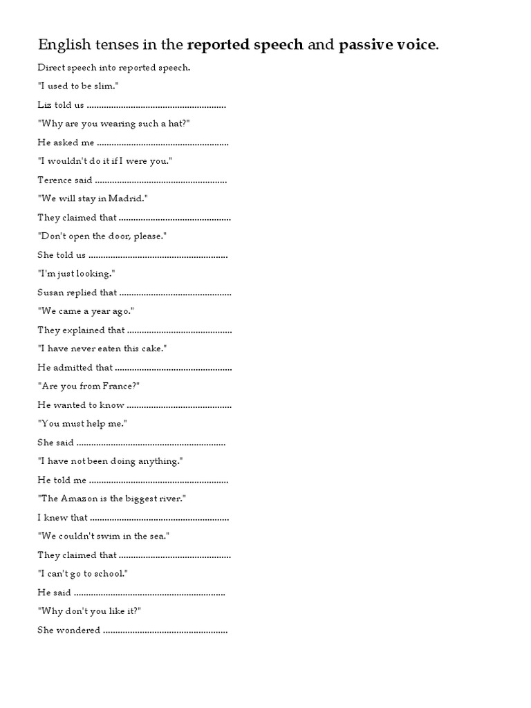 English Tenses in The Reported Speech and Passive Voice | PDF
