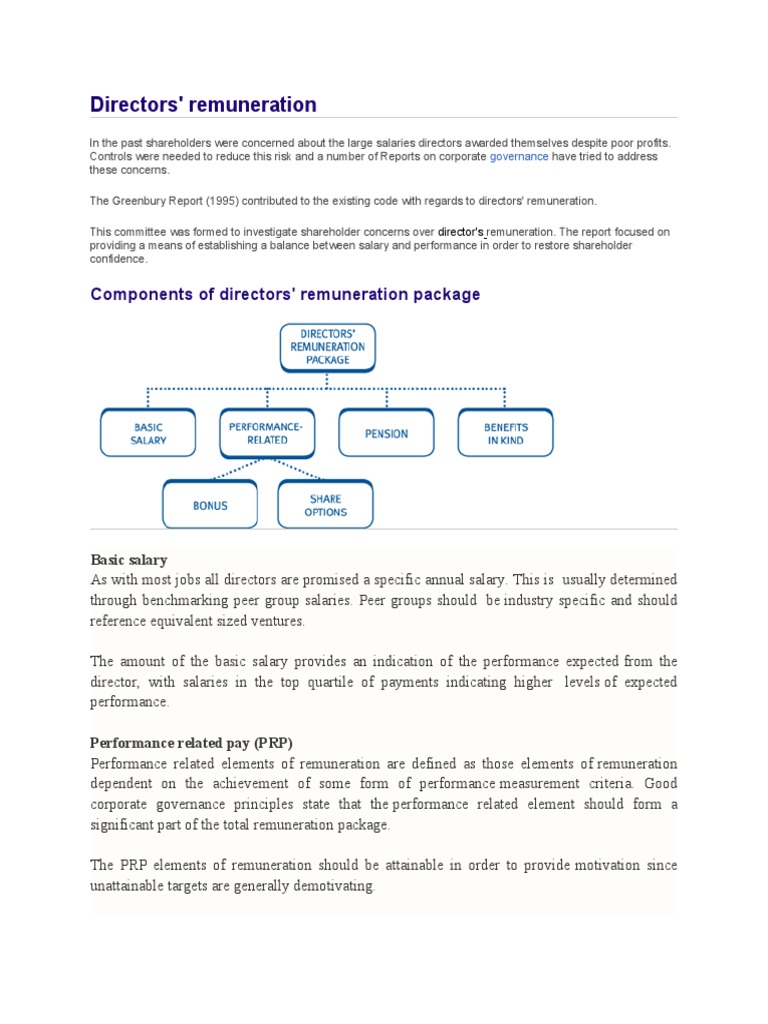Components of Directors' Remuneration Package | PDF | Salary | Option ...