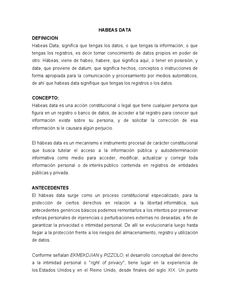 Habeas Data | PDF | Principios éticos | Información del gobierno