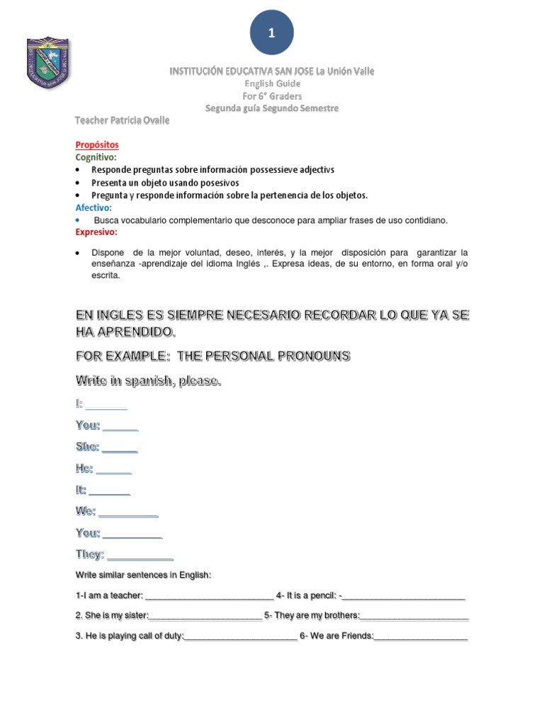 Posesivos y Adjetivos | PDF | Grammar | Linguistic Morphology