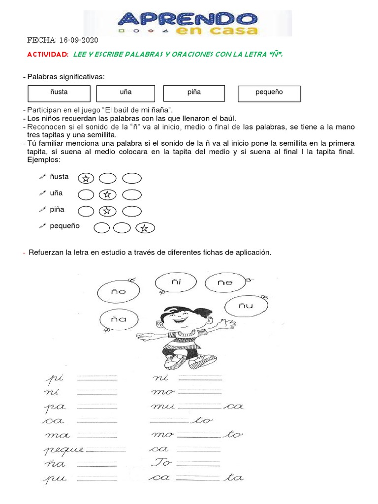 Actividades con la letra ñ para niños | PDF | Artes del Lenguaje y ...