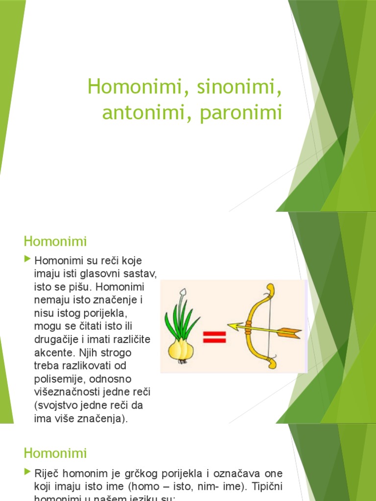 Homonimi, Sinonimi, Antonimi, Paronimi | PDF