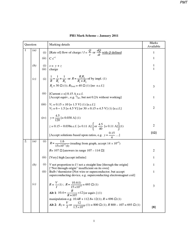 January 2011 MS - Unit 1 WJEC Physics A-Level | Download Free PDF | Bow ...