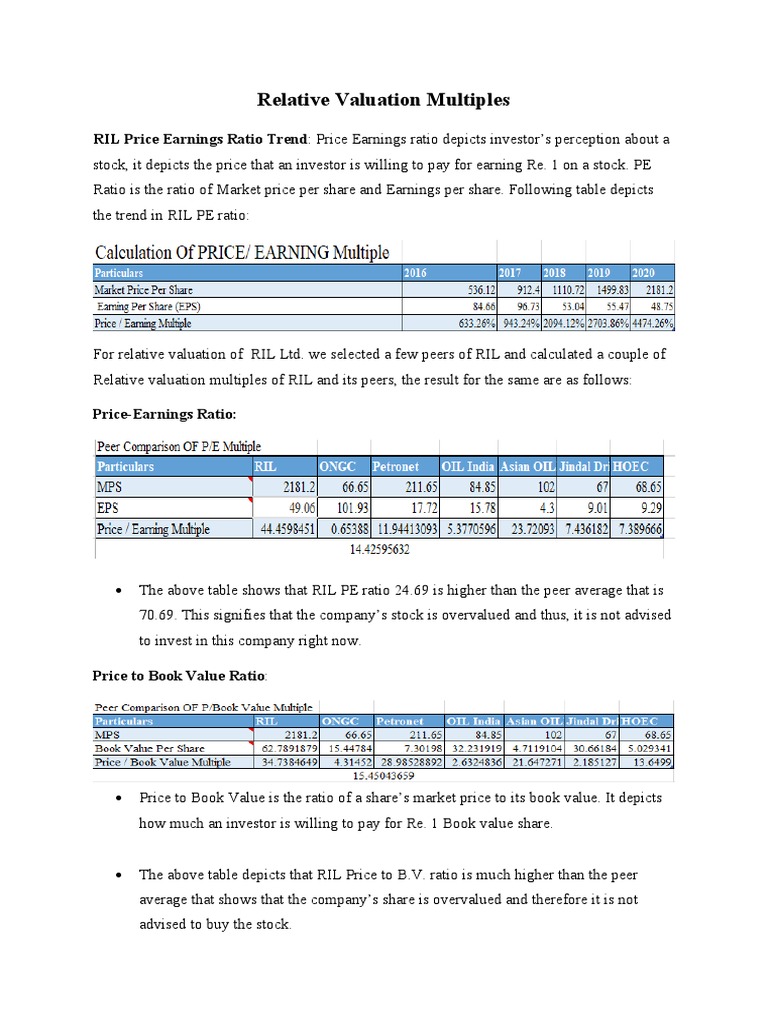 Relative Valuation Interpretation 1 | PDF