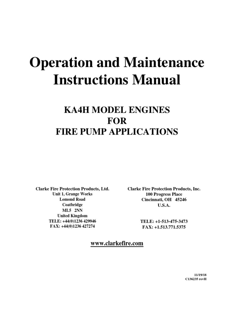 Operation and Maintenance Instructions Manual: Ka4H Model Engines FOR ...
