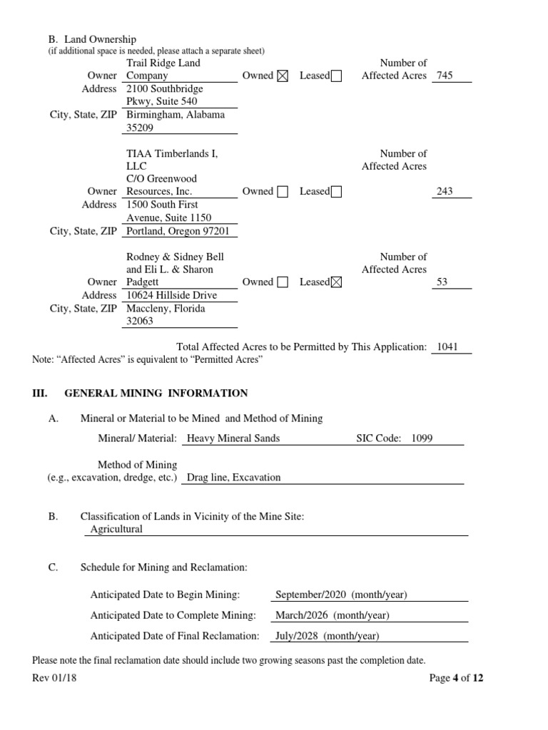 Surface Mining Application Form - Page 4 Update - 7-15-2020 | PDF ...