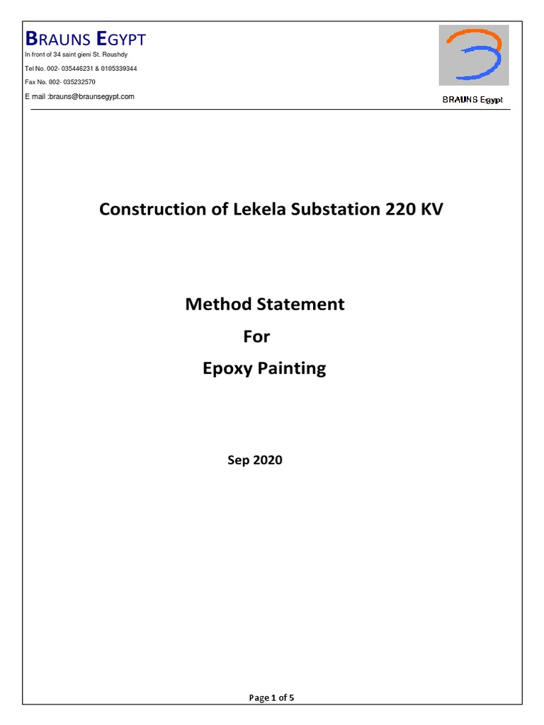 Epoxy Painting Method Statement | PDF | Paint | Personal Protective Equipment