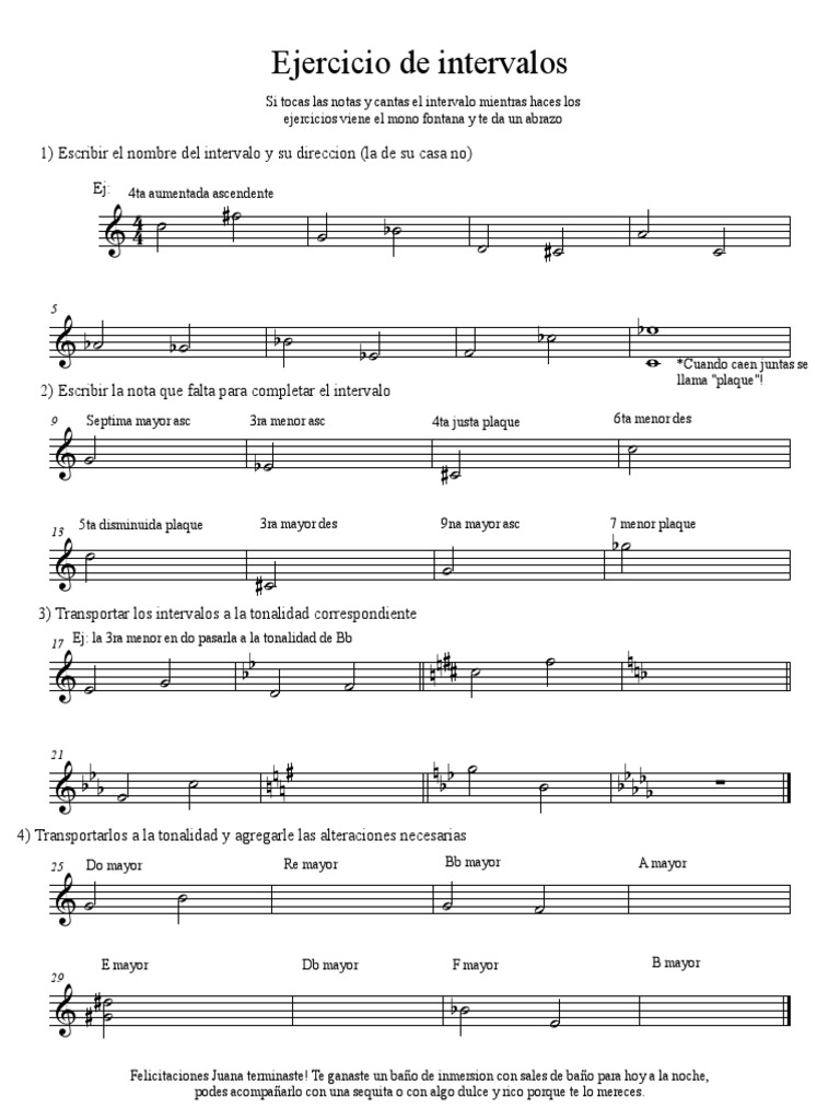 Ejercicio de Intervalos | PDF | Intervalo (música) | Tecnicas musicales