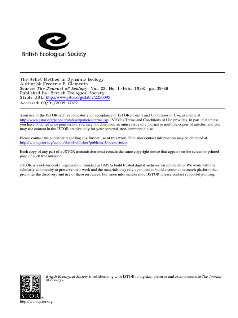 Clements - The Relict Method in Dynamic Ecology | PDF