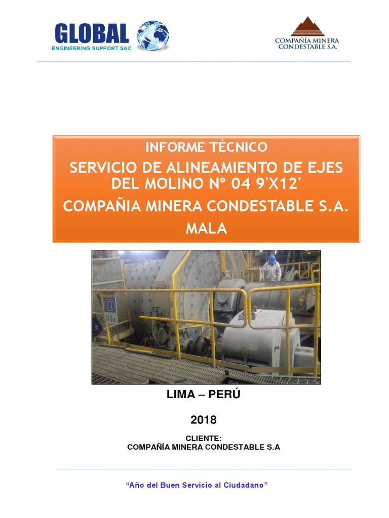 Inf-Ges-3409-018 (Minera Condestable) Alineamiento Molino N 04 | PDF