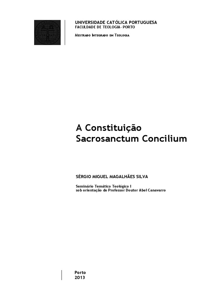 A Reforma Litúrgica e Sacrosanctum Concilium | PDF | Liturgia ...