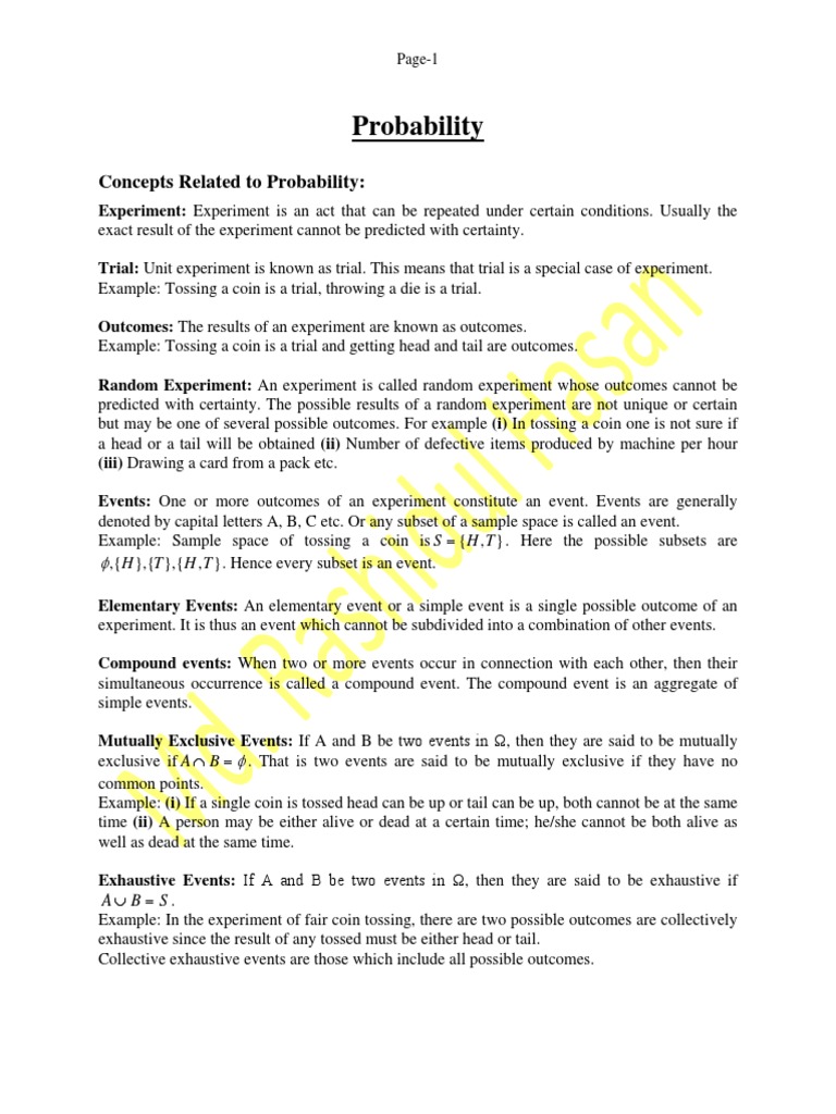 Probability: Concepts Related To Probability | PDF | Probability ...
