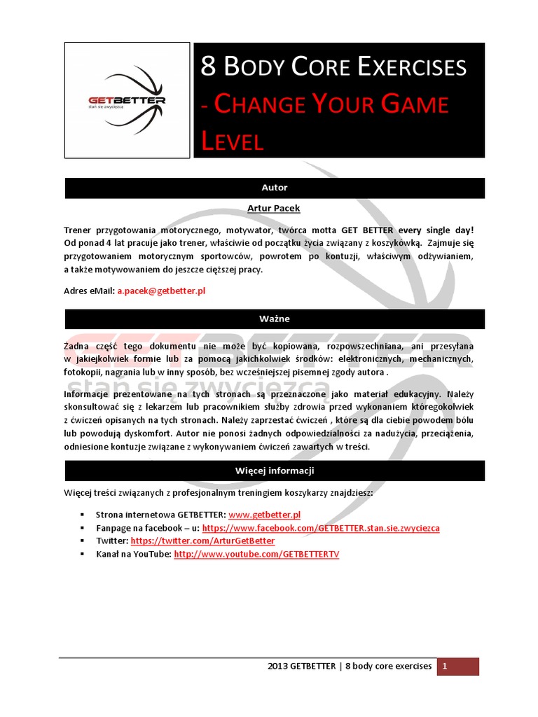 8 Body Core Exercises | PDF