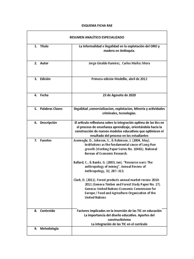 Esquema Ficha Rae | PDF
