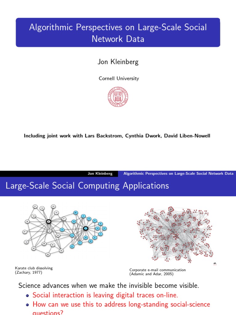 Algorithmic Perspectives On Large-Scale Social Network Data: Jon Kleinberg | PDF | Social ...