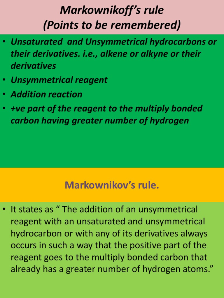11 Markownikoffs Rule | PDF | Alkene | Carbon Compounds