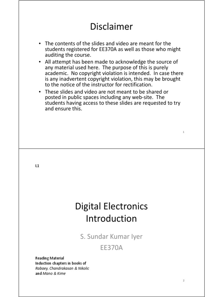 Slides-L1-EE370A-Digital Electronics Introduction - 0 | PDF | Digital ...