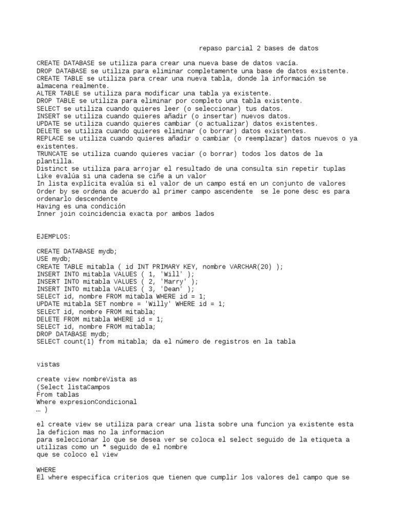 Bases de Datos | PDF | SQL | Ciencias de la Información