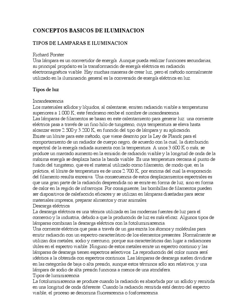 Conceptos Basicos de Iluminacion | PDF | Encendiendo | Radiación electromagnética