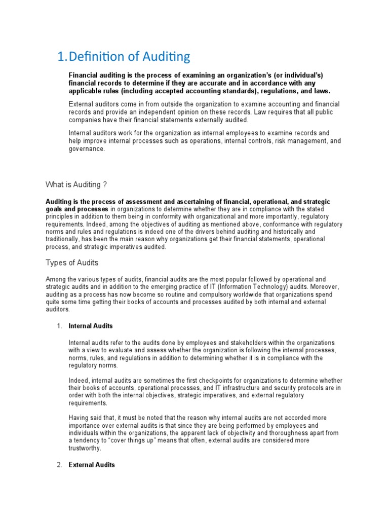 Definition of Auditing | PDF | Audit | Financial Audit
