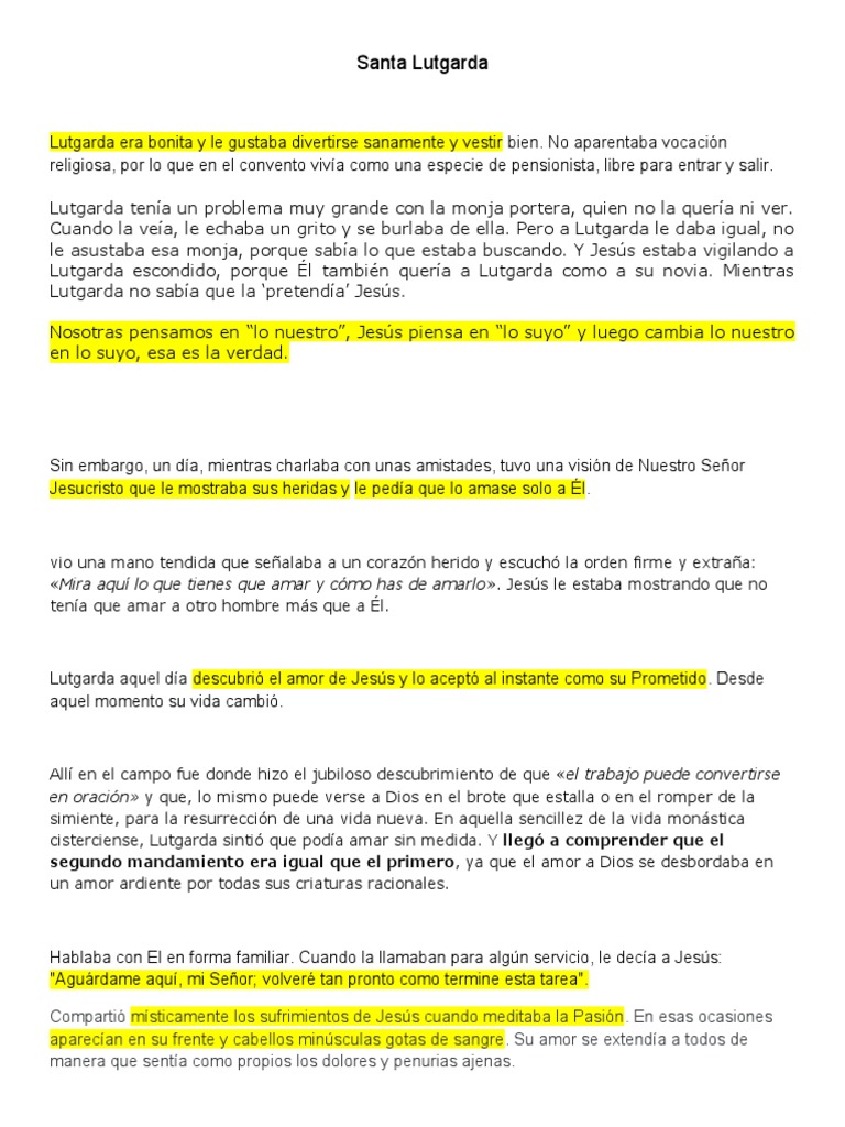 Santa Lutgarda | PDF | Oración | María, madre de Jesús