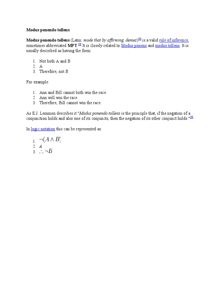 Understanding Modus Ponendo Tollens | PDF