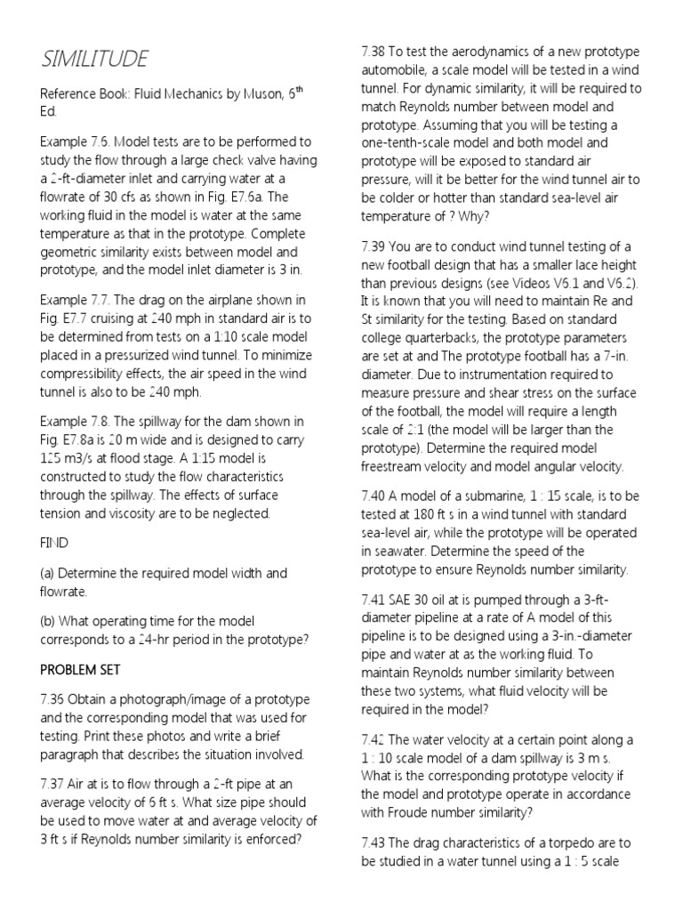 SIMILITUDE | PDF | Drag (Physics) | Reynolds Number