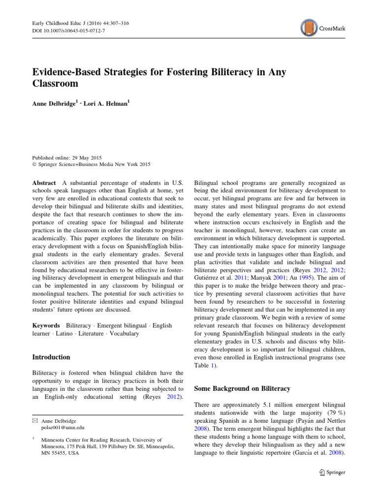 Evidence-Based Strategies for Fostering Biliteracy in Any Classroom ...