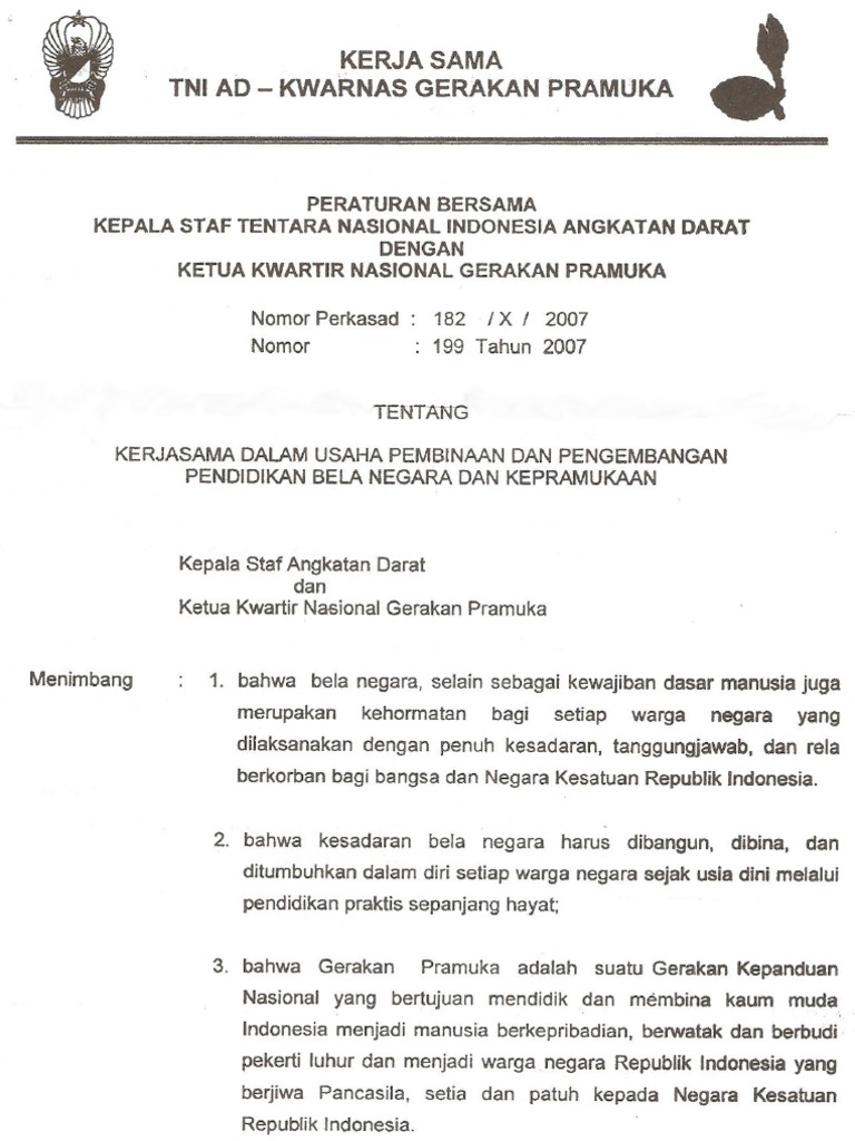 MOU TNI-Pramuka PDF | PDF