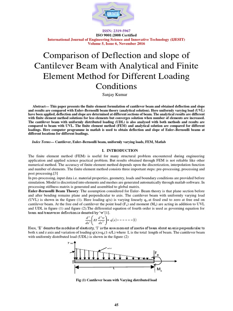 Sanjay Paper Cantilever Beam | PDF | Finite Element Method | Beam ...
