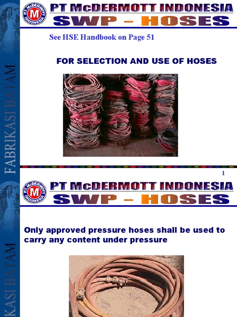 See HSE Handbook On Page 51: For Selection and Use of Hoses | PDF