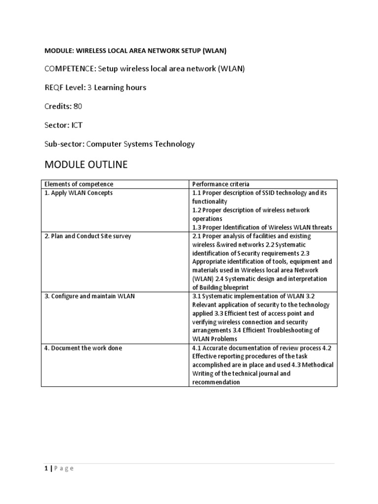 L3 - Computer System - WIRELESS LOCAL AREA NETWORK SET UP - WLAN | PDF ...