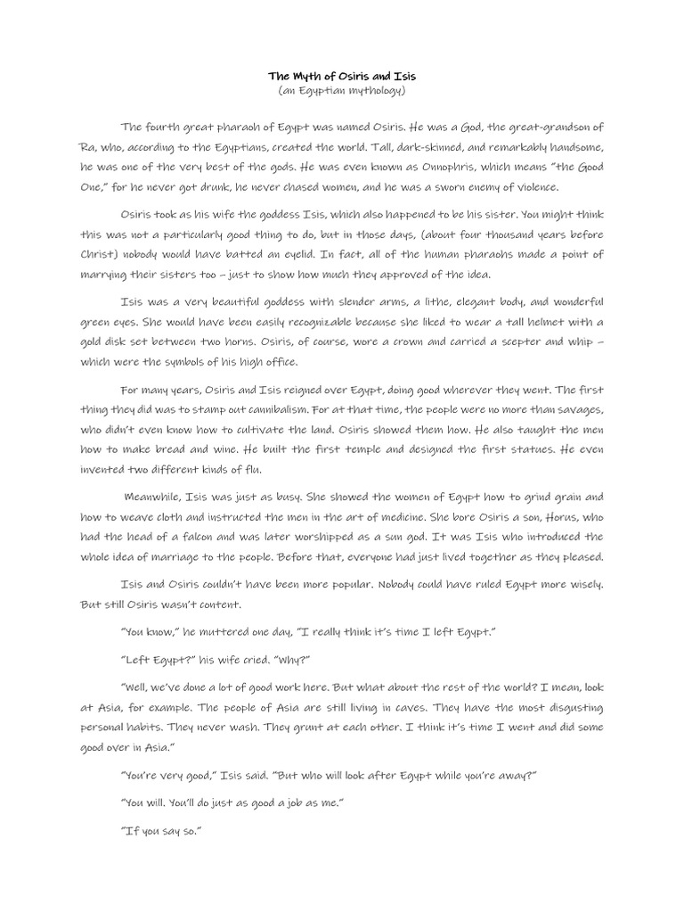 The Myth of Osiris and Isis | PDF | Isis | Horus