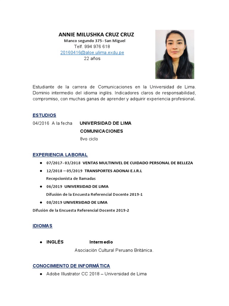 CV Cruz Annie PDF | PDF