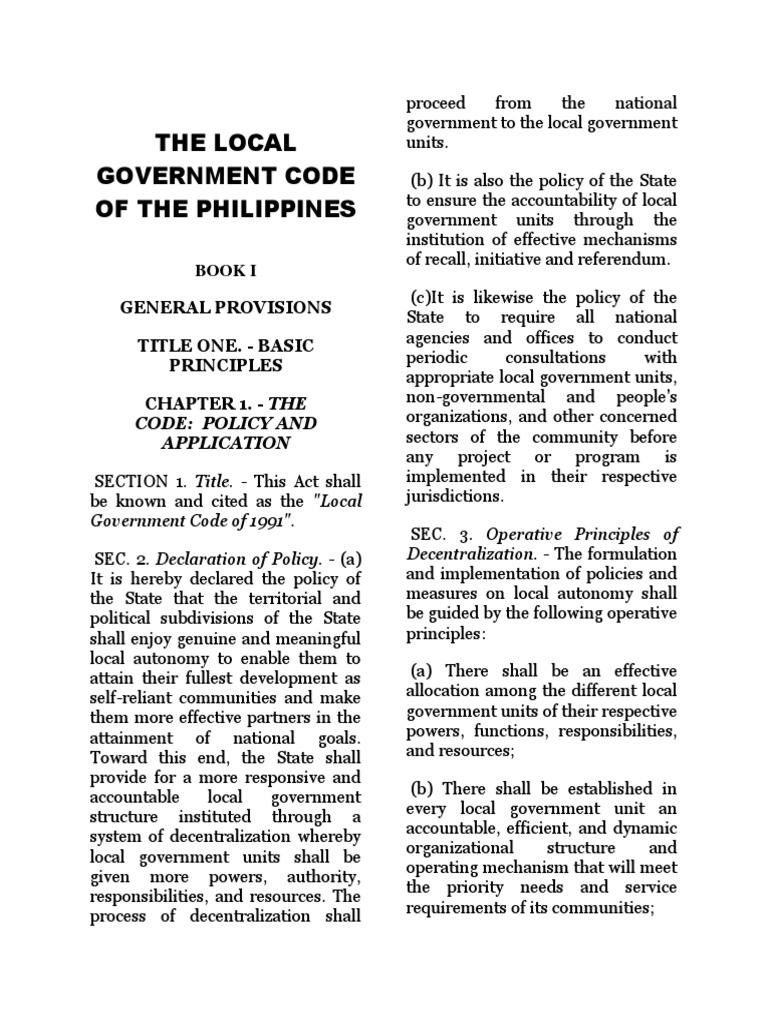 The Local Government Code R.A. 7160 | PDF | Eminent Domain | Local ...
