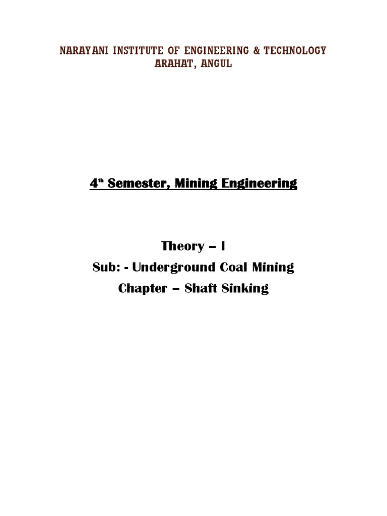 4th Sem - Mining Engg - Th-01 | PDF | Deep Foundation | Mining
