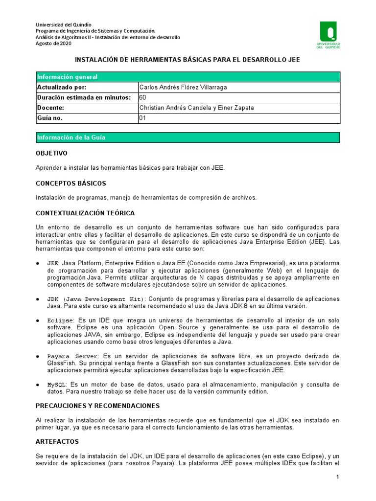 Guia 1 PDF | PDF | Entorno de desarrollo integrado | Java (lenguaje de ...