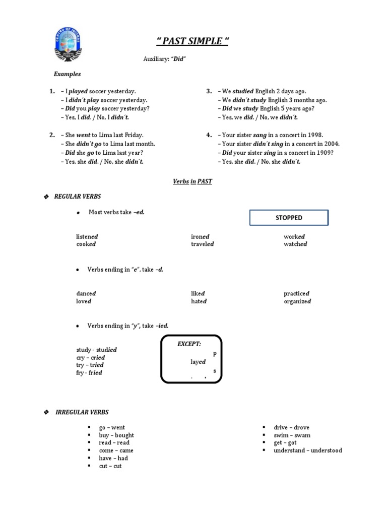 " Past Simple ": Examples | PDF | English Language | Semiotics