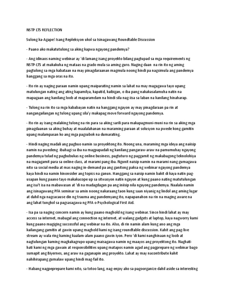 NSTP Last Reflection | PDF