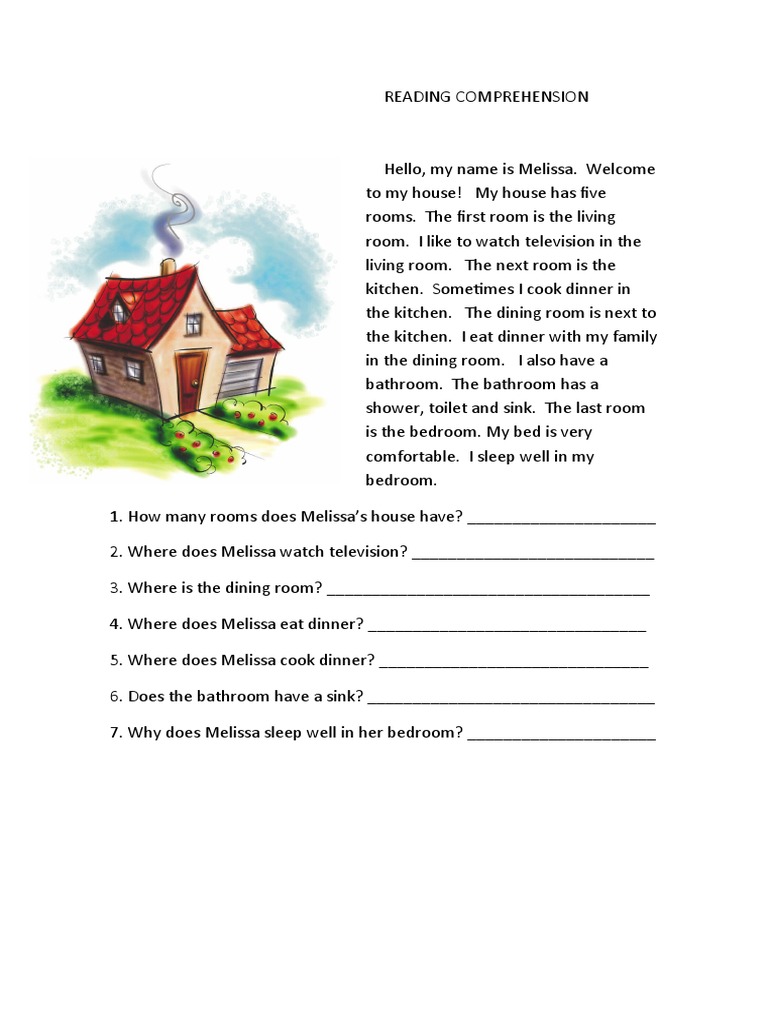 Reading Comprehension - Rooms in A House | PDF