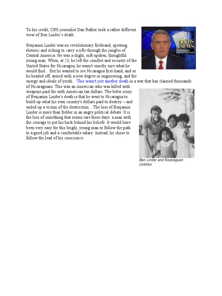 The Legacy of Benjamin Linder | PDF