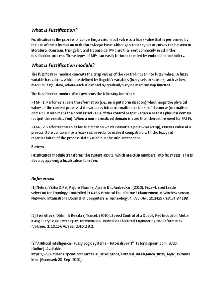 What Is Fuzzification Module | PDF | Fuzzy Logic | Function (Mathematics)