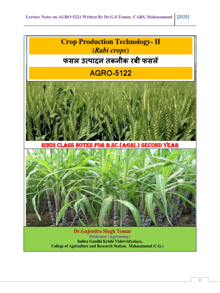 AGRO-5221-फसल उत्पादन तकनीक-खरीफ By Dr.G.S.Tomar | PDF | Sowing | Rapeseed