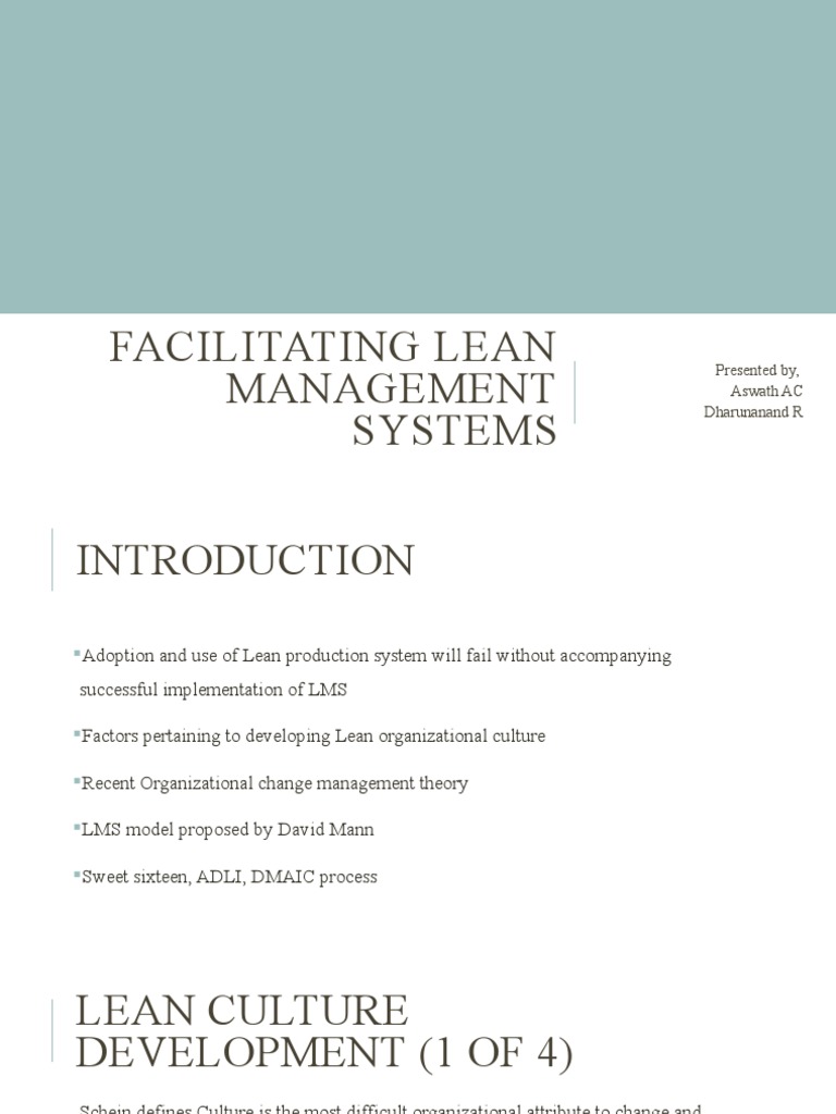Facilitating Lean Management Systems | PDF | Organizational Culture ...