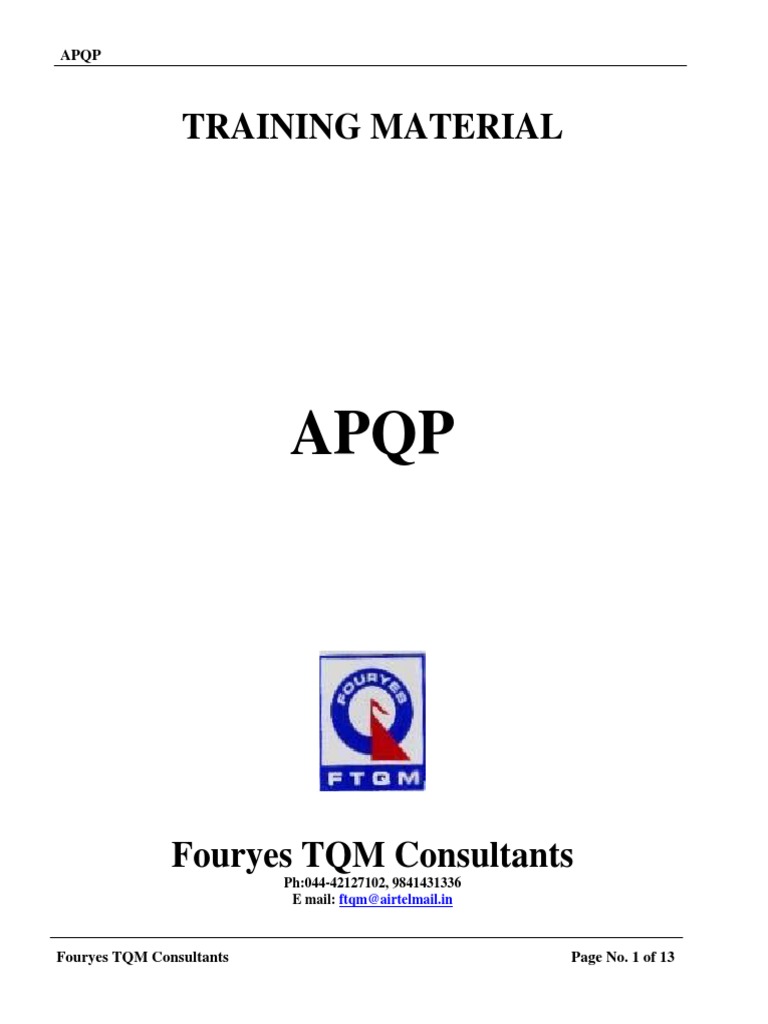 Apqp Material PDF | PDF | Reliability Engineering | Verification And Validation
