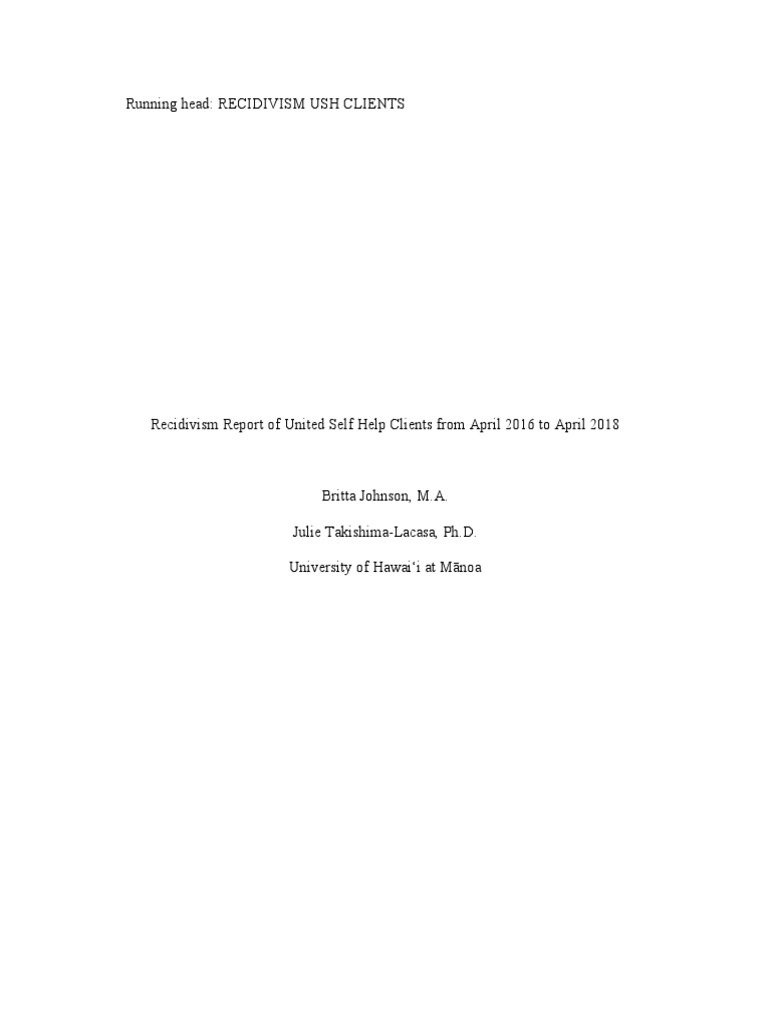 USH Recidivism Report FY18 FINAL | PDF | Race And Ethnicity In The ...