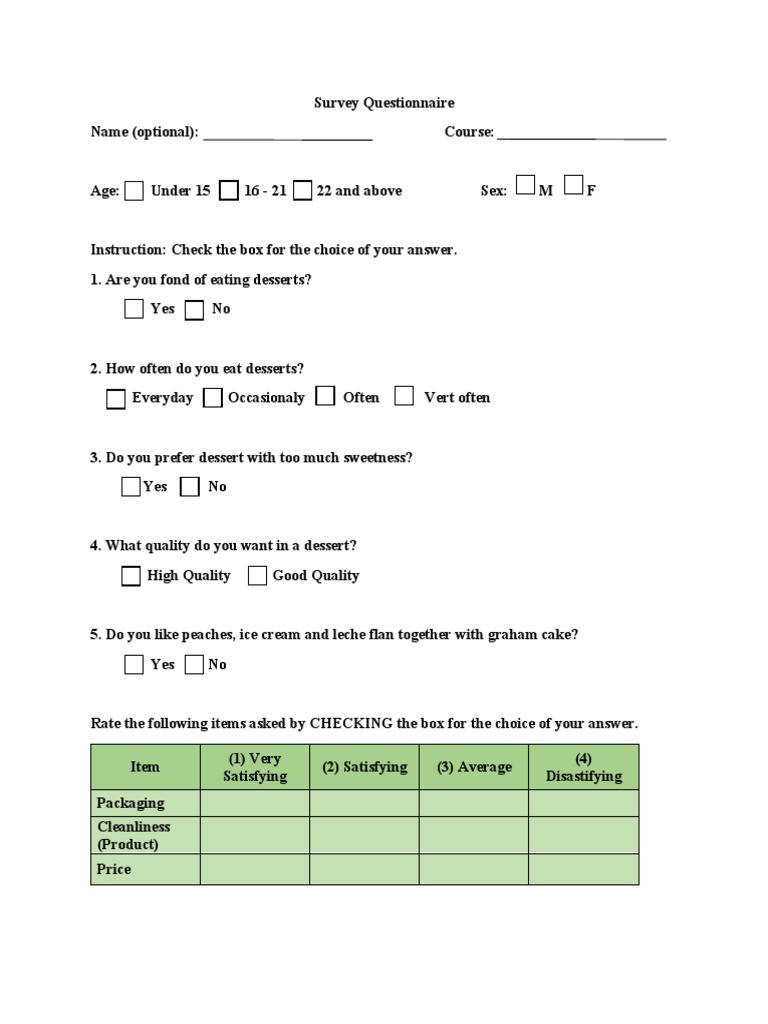 Survey Questionnaire LPC | PDF