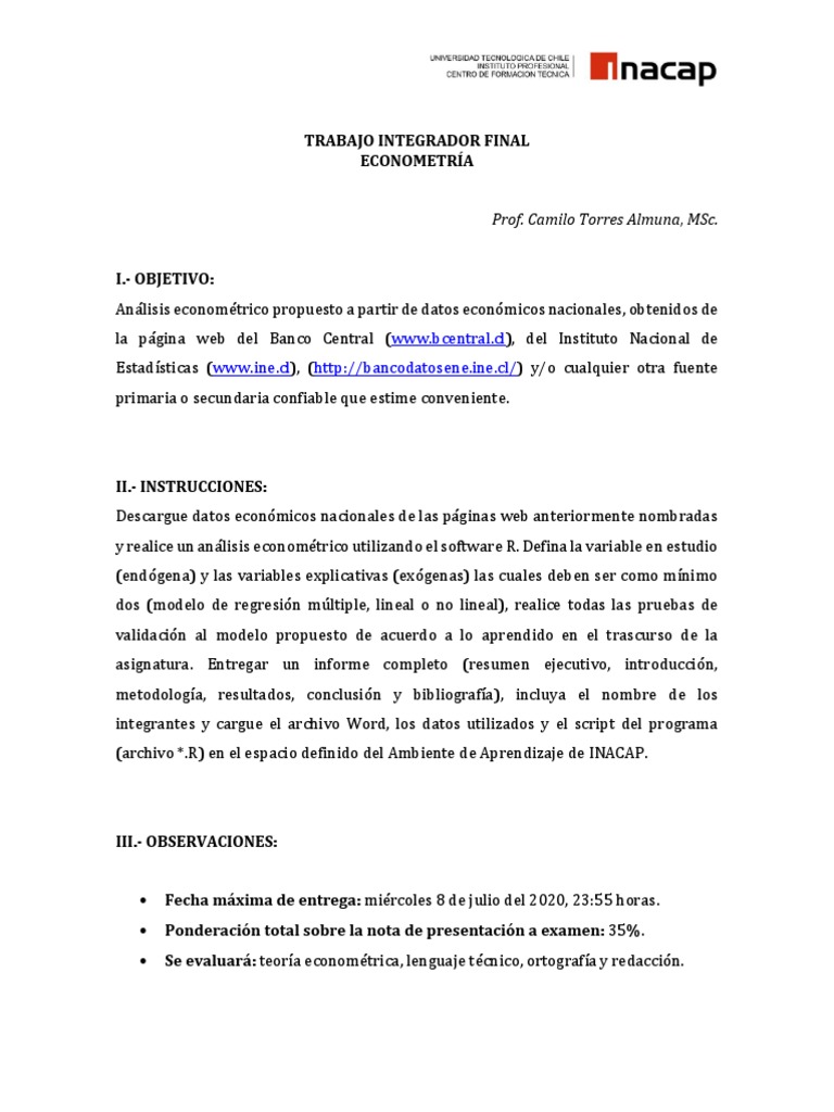 Trabajo Integrador Final - Econometría | PDF