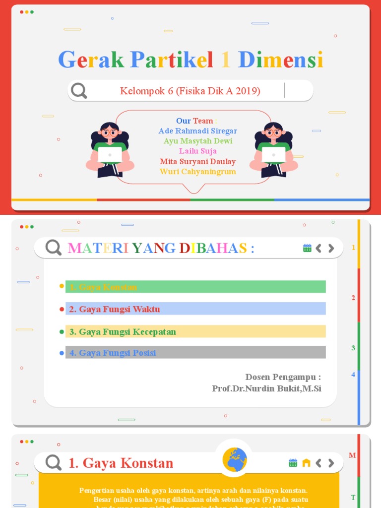 Mekanika Kelompok 6 Gerak Partikel 1 Dimensi | PDF